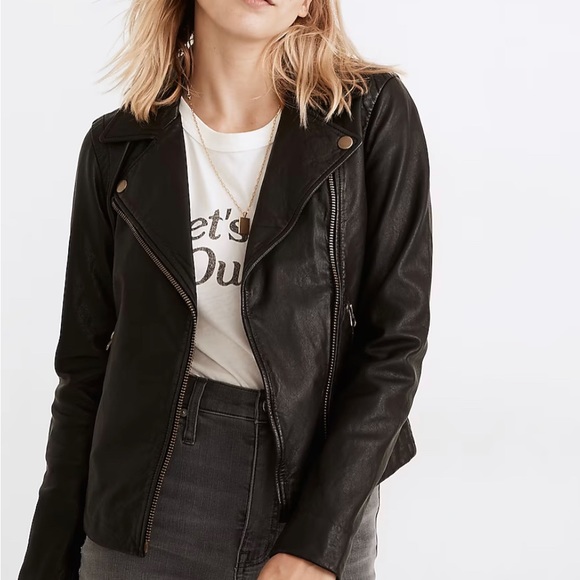 Madewell | Jackets & Coats | New Madewell Washed Black Leather ...